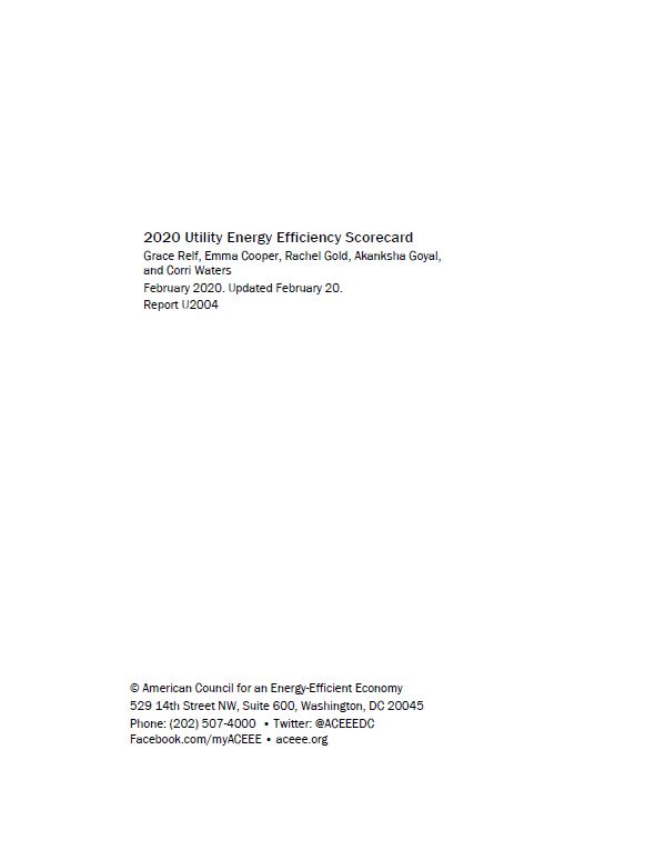(IS-2020-121) 2020 Utility Energy Efficiency Scorecard - ASHB ...