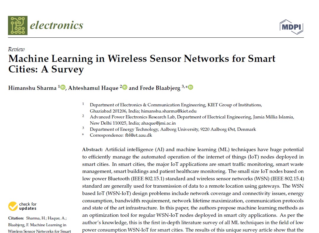(IS-2022-35) Machine Learning in Wireless Sensor Networks for Smart ...